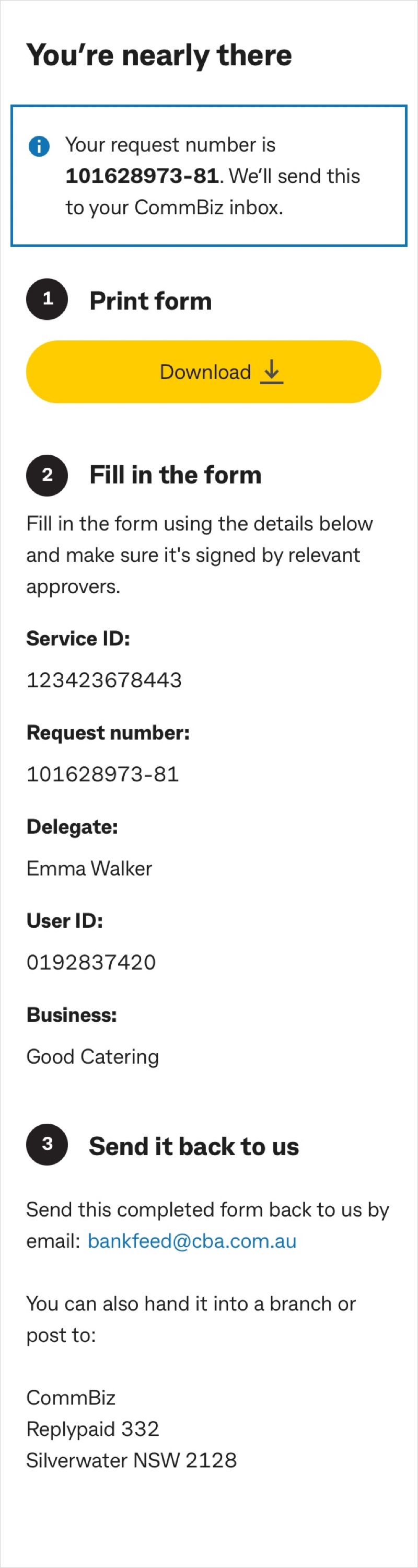 Set up a data sharing delegate - Open Banking