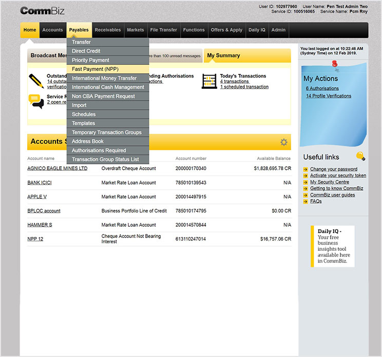 Making a Fast Payment - CommBank