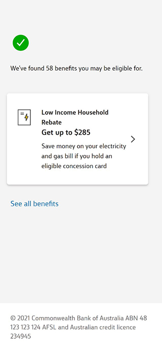 Benefits finder - CommBank