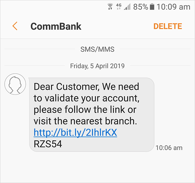 CommBank SMS and Phishing scams